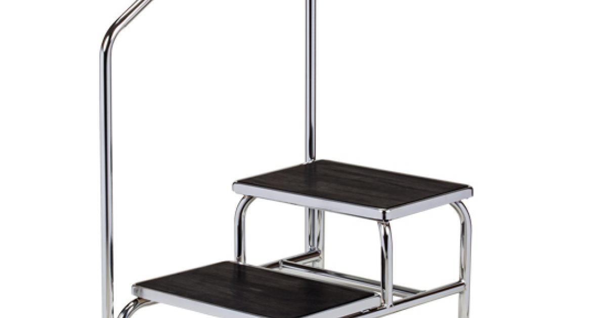 Chrome Two-Step Step Stool with Handrail | Clinton Industries, Inc.
